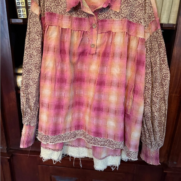 Oli & Hali | Tops | Oli Hali Pink And Orange Plaid Blouse | Poshmark